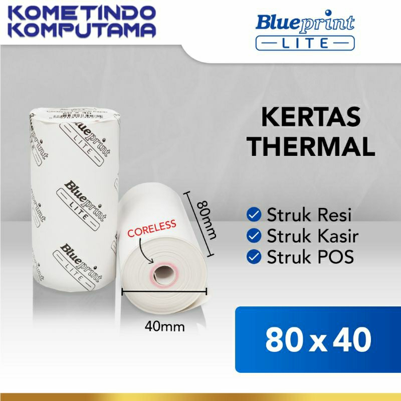 Jual 80x40 Kertas Thermal Paper BLUEPRINT LITE - 1 Roll Kertas Struk ...