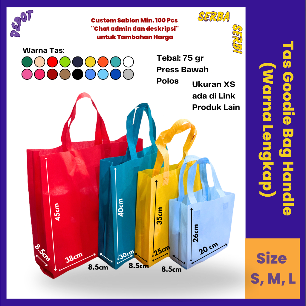 Jual Goodie Bag Tote Tali Handle Tas Spunbond Souvenir Hajatan Hampers ...