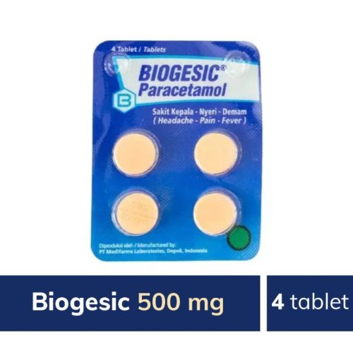 Jual BIOGESIC 500MG STRIP 4 TABLET PARACETAMOL DEMAM SAKIT KEPALA SAKIT GIGI DAN NYERI | Shopee ...
