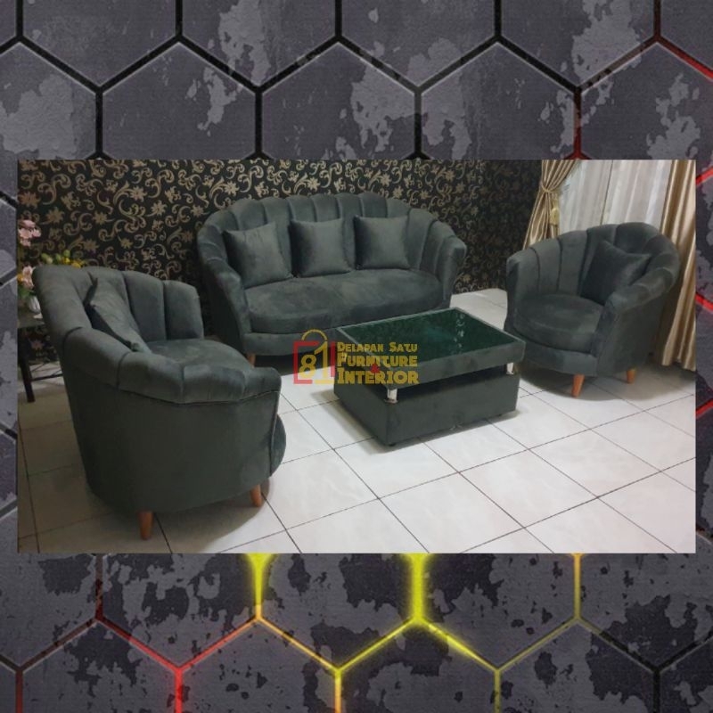 Jual SOFA KERANG RETRO 321 + MEJA PFL | Shopee Indonesia
