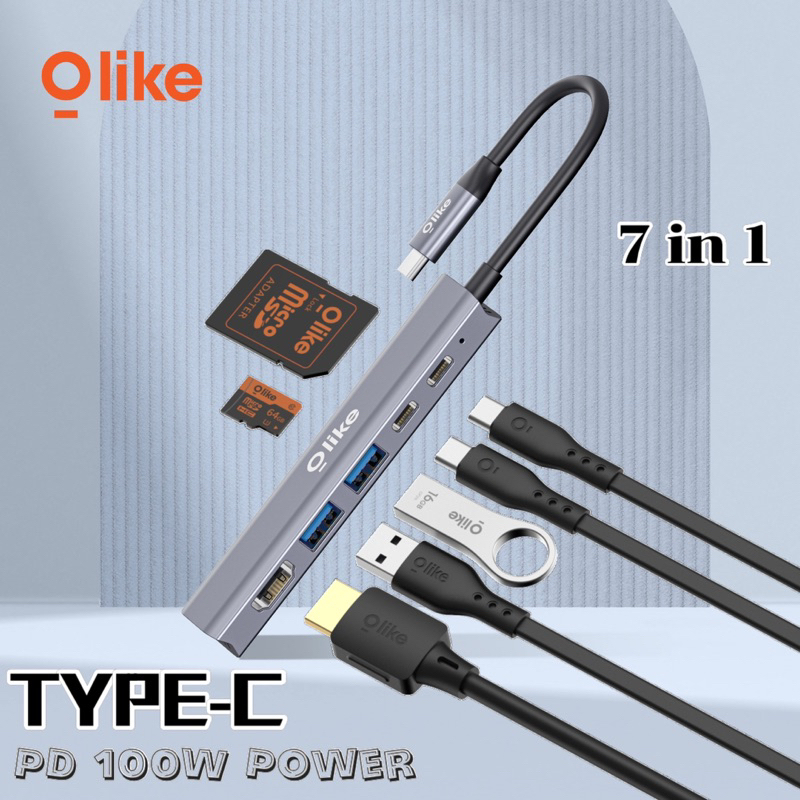 Jual Olike DH3 ( 7 in 1 ) HUB to HDMI 4K USB 3.0 HIGH SPEED PD Fast ...