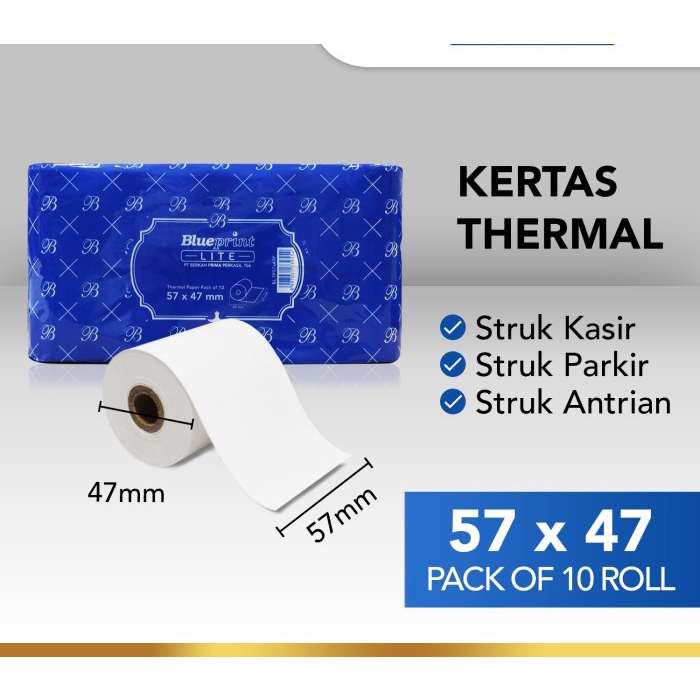 Jual Kertas Thermal/Struk kasir ukuran 57x47mm, Merk-Blueprint Lite ...