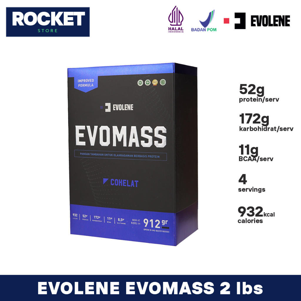 Jual Evolene Evomass 2 lbs 912 gram Susu Penambah Berat Badan BPOM HALAL Evo Mass | Shopee Indonesia