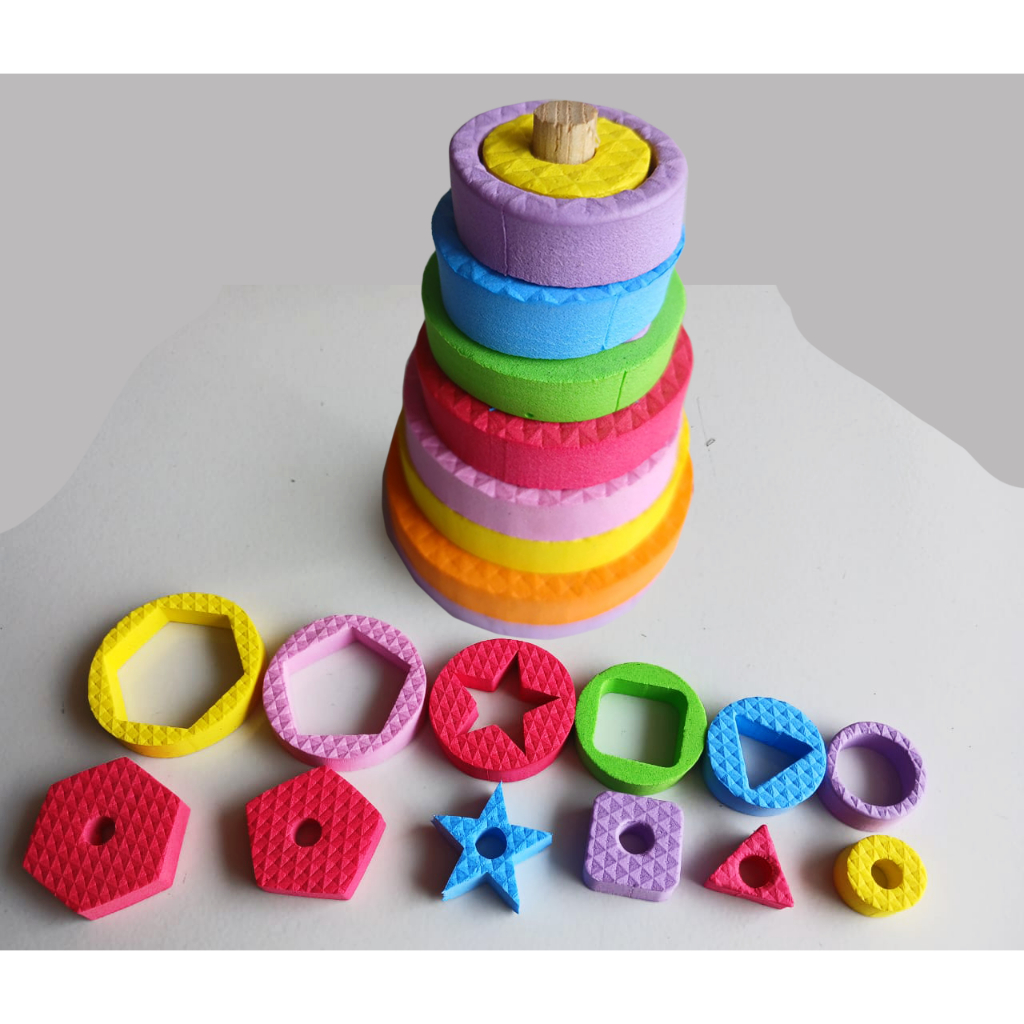 Jual Mainan Edukasi Susun Puzzle RAINBOW TOWER /Mainan Susun Menara ...