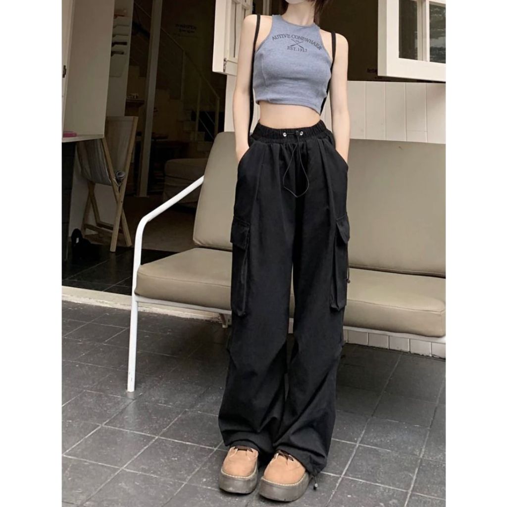Jual galeriootd / KIYA CARGO PANTS HIGHWAIST LOOSE KOREAN STYLE / CELANA KULOT CARGO SERUT ...