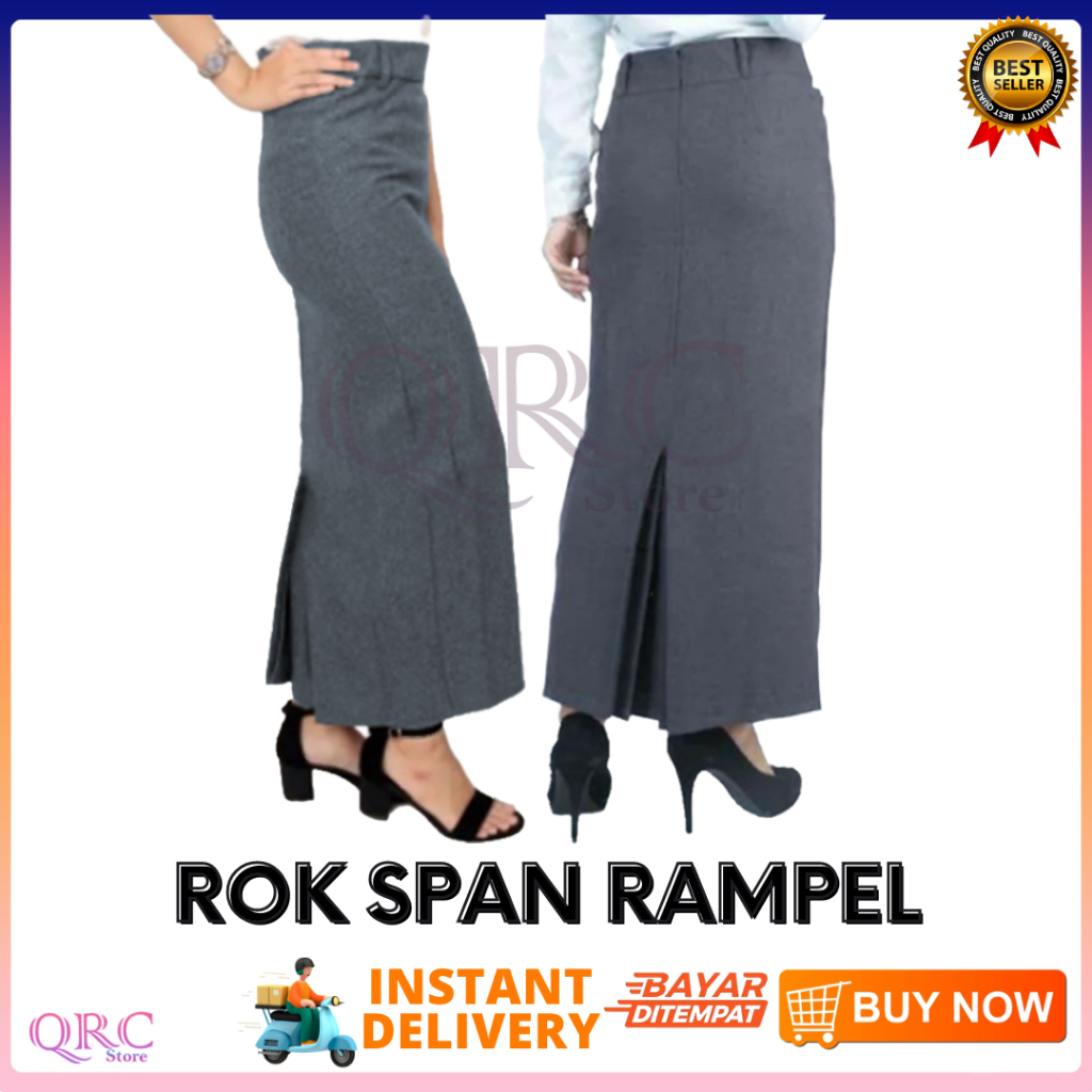 Jual Rok Wanita panjang Rempel Formal Bawahan Span Hitam Perempuan ...