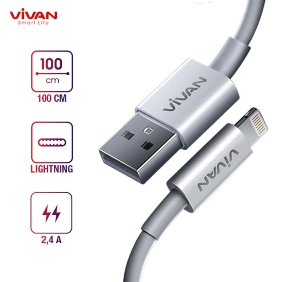Jual VIVAN Kabel Data Charger Lightning Iphone KAL100 2.4A - 1 Meter ...