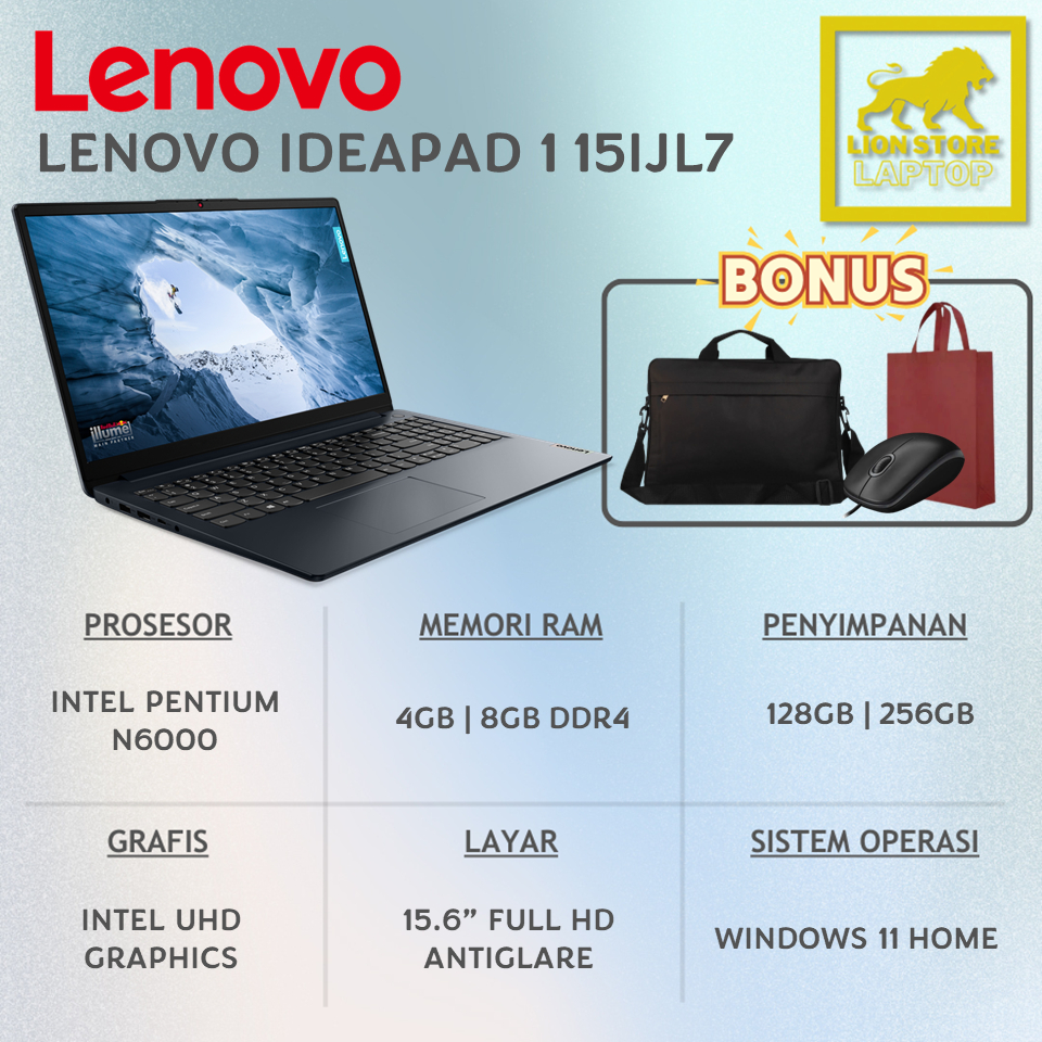 Jual Laptop Sekolah Murah Lenovo Ideapad Slim 1 15 Intel Pentium N6000 ...