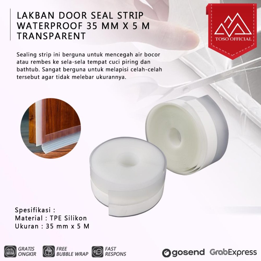 Jual LAKBAN PENUTUP CELAH LUBANG BAWAH PINTU SEAL BOTTOM STRIP ANTI AIR - 45mmX5m | Shopee Indonesia
