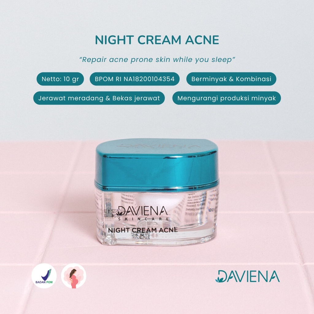 Jual (OFFICIAL DAVIENA) NIGHT CREAM ACNE SERIES DAVIENA SKINCARE ...
