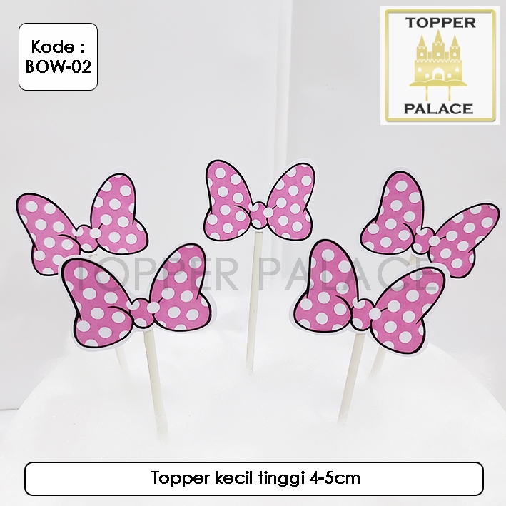 Jual BOW-02 Pita Minnie Mouse cake topper l cupcake topper - 5pcs ...