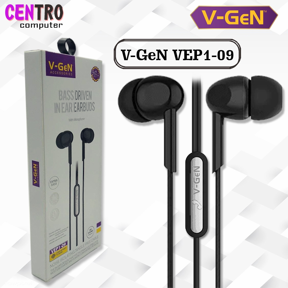 Jual V-GeN VEP1-09 Earphone Wired Handsfree Headset Original HD Sound ...