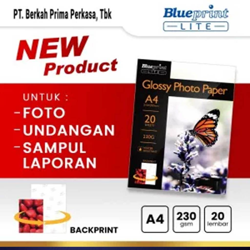 Jual Kertas Foto Glossy Photo Paper BLUEPRINT Lite A4 230 gsm - Kupu-kupu | Shopee Indonesia