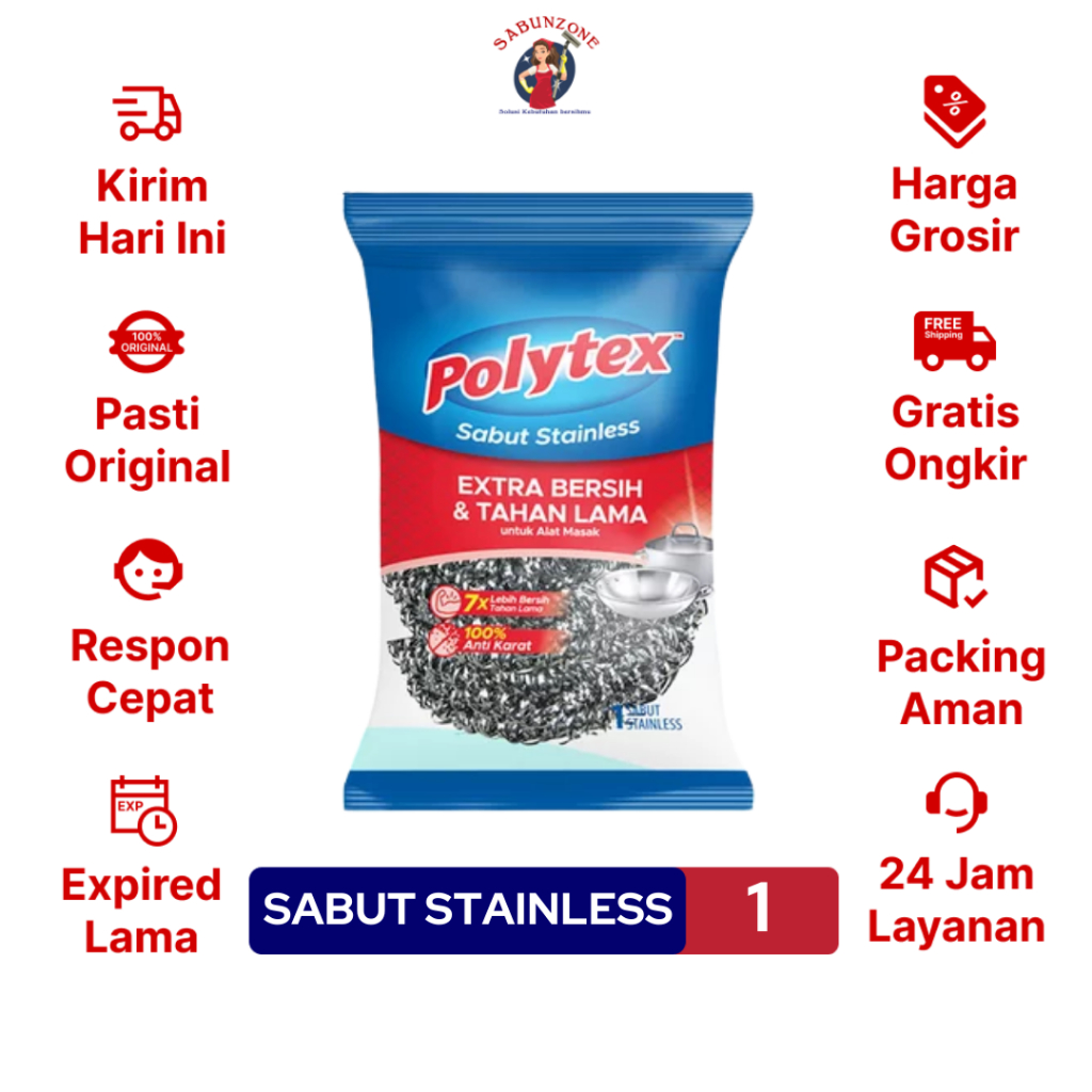 Jual Sabut Cuci Piring Premium Polytex Stainless 12.5 gr | Shopee Indonesia