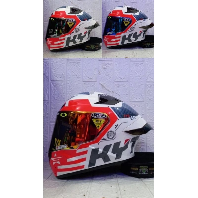 Jual KYT TT COURSE FUSELAGE WHITE RED PAKET GANTENG VISOR IRIDUM ...