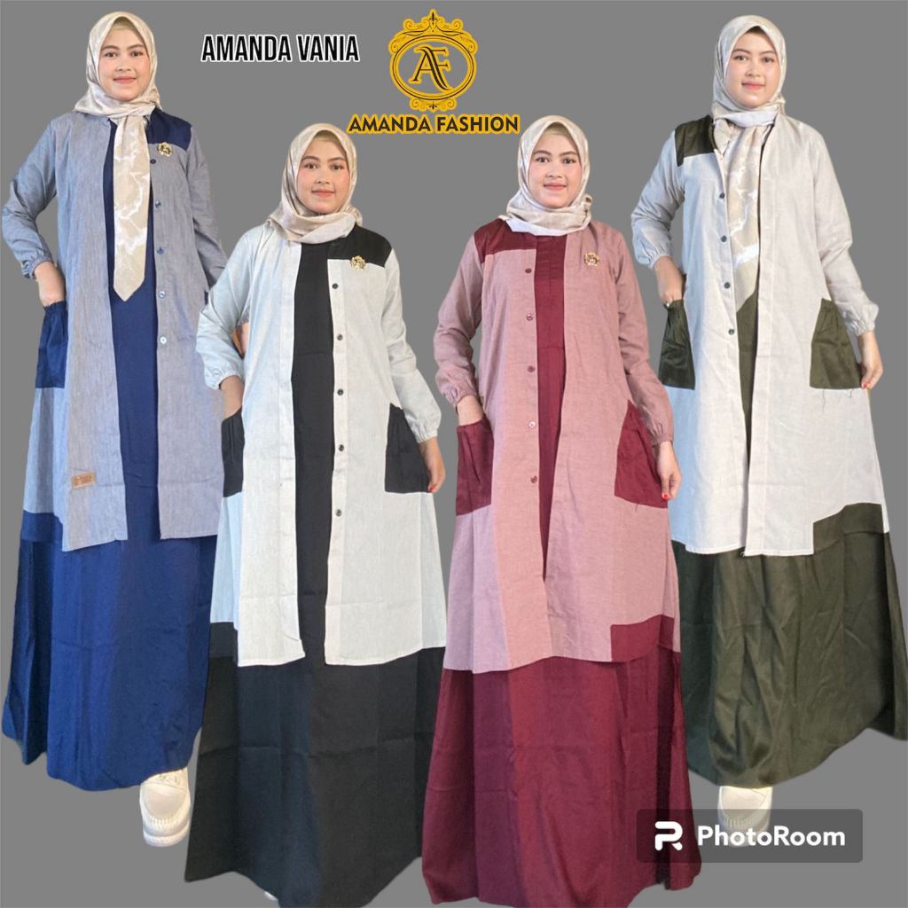 Jual Gamis Amanda Vania Cardigan, Rayon Twill Premium Mix Katun Haruka ...