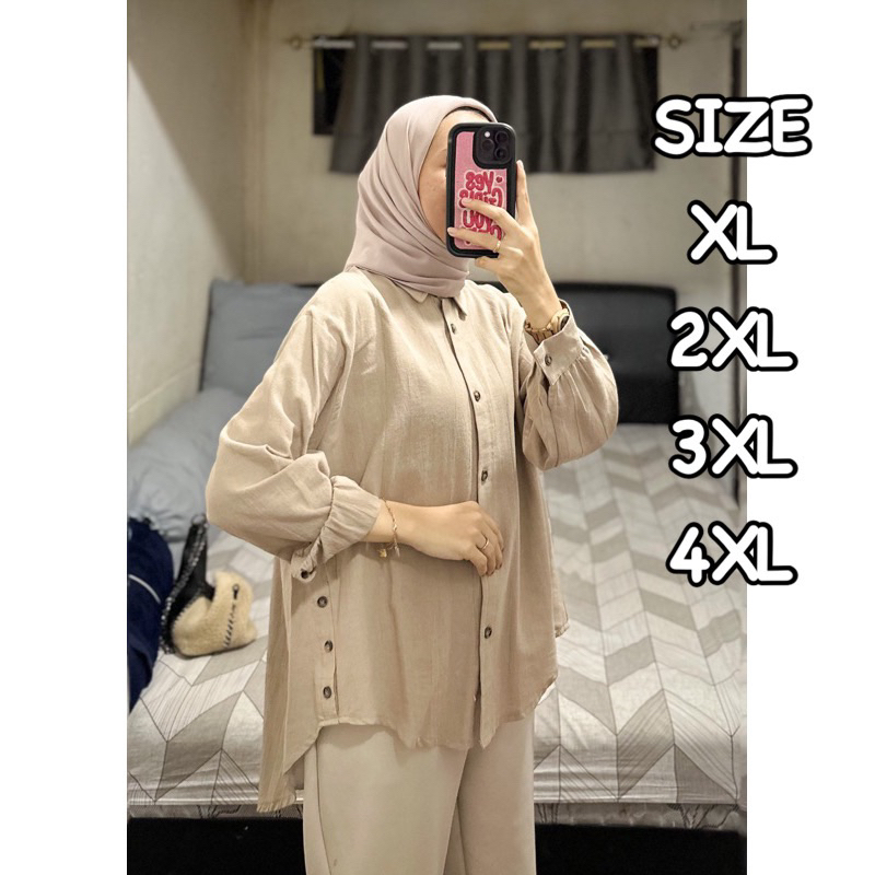 Jual Ami blouse kemeja polos wanita jumbo ld 110 120 130 140 | Shopee Indonesia