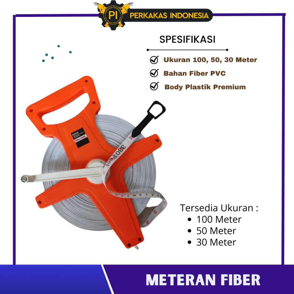 Jual Meteran Fiber 50m Alat Ukur Bangunan Panjang 50 Meter Meteran ...