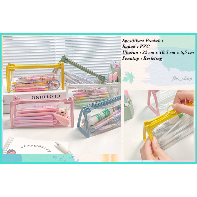 Jual Tempat Pensil Transparan Tempat Pensil Pastel Tepak Pensil Clear ...