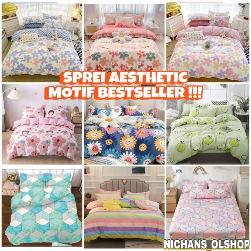 Jual SEPRAI AESTHETIC MOTIF TERBARU / SPREI AESTHETIC EMILY KOREAN ...