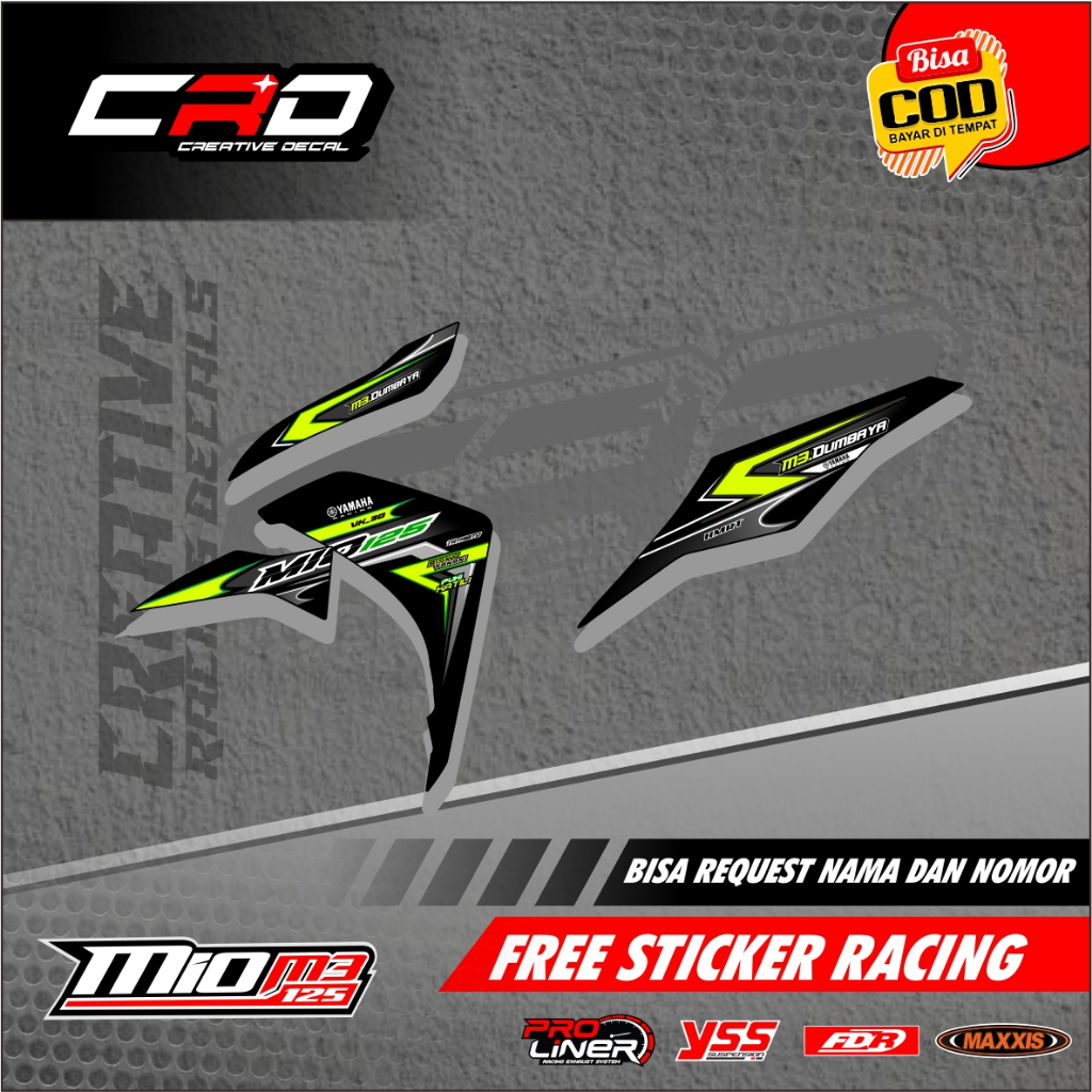 Jual Striping Sticker Yamaha Mio M3 / Mio Z Kombinasi Kuning Stabilo ...