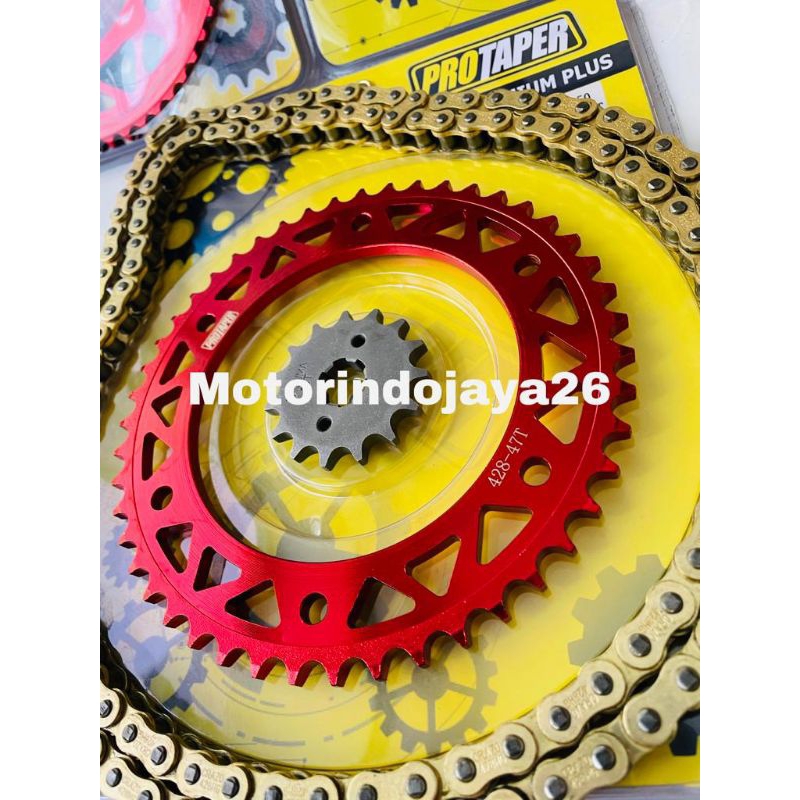 Jual Gear Set CRF 150L Merah Rantai Gold Xcrossbone Protaper Racing ...