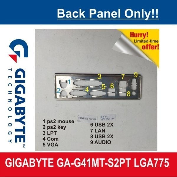 Jual ET55 BCK-PNL-7 BACK PANEL KOMPUTER PORT MESIN GIGABYTE GA-G41MT ...