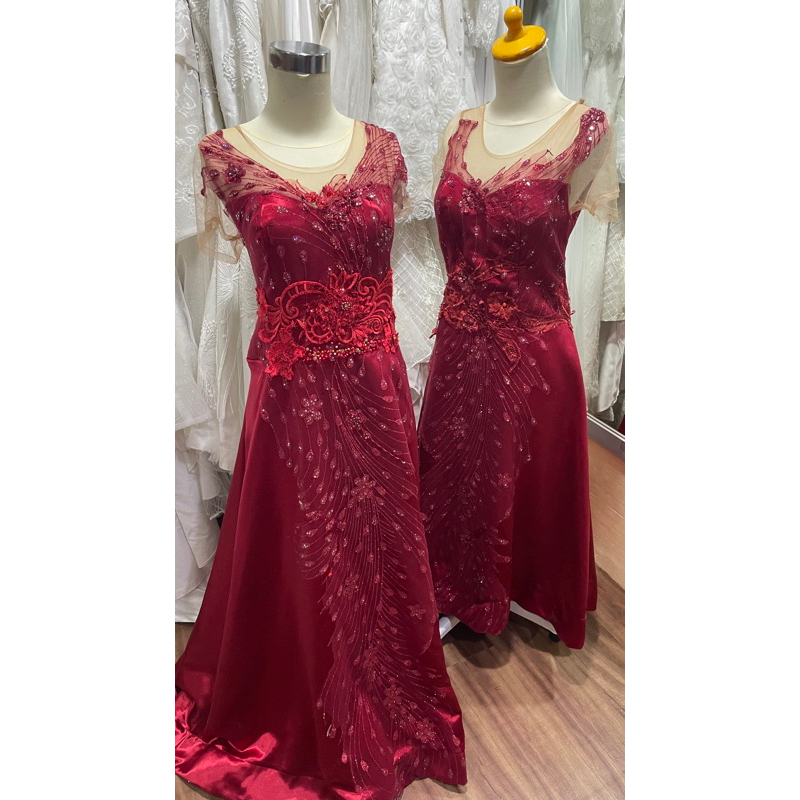 Jual sepasang gaun mama big size , ukuran jumbo , dress mom merah ...