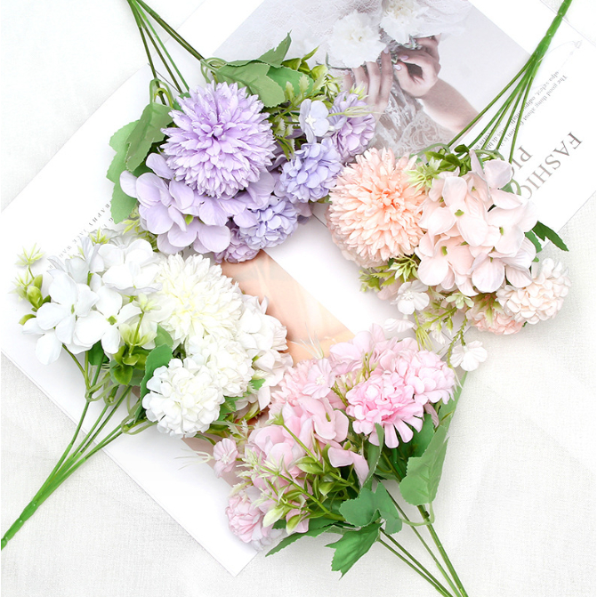 Jual [FlowerWorld]Artificial Bunga Hydrangea Mix Bunga Tangkai Plastik ...