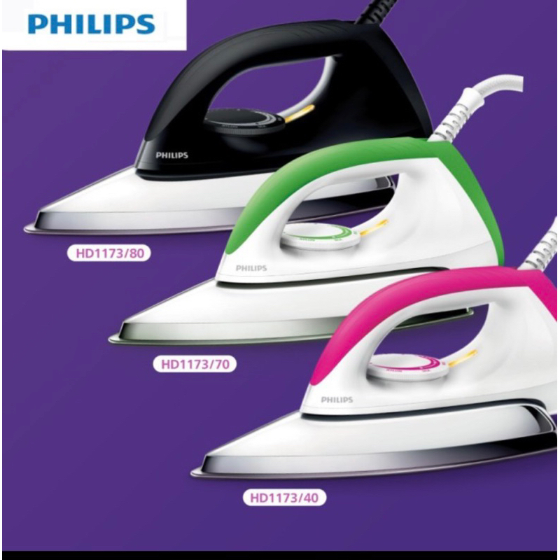 Jual PHILIPS Dry Iron Classic HD1173 / Setrika Philips HD 1173 Low Watt ...