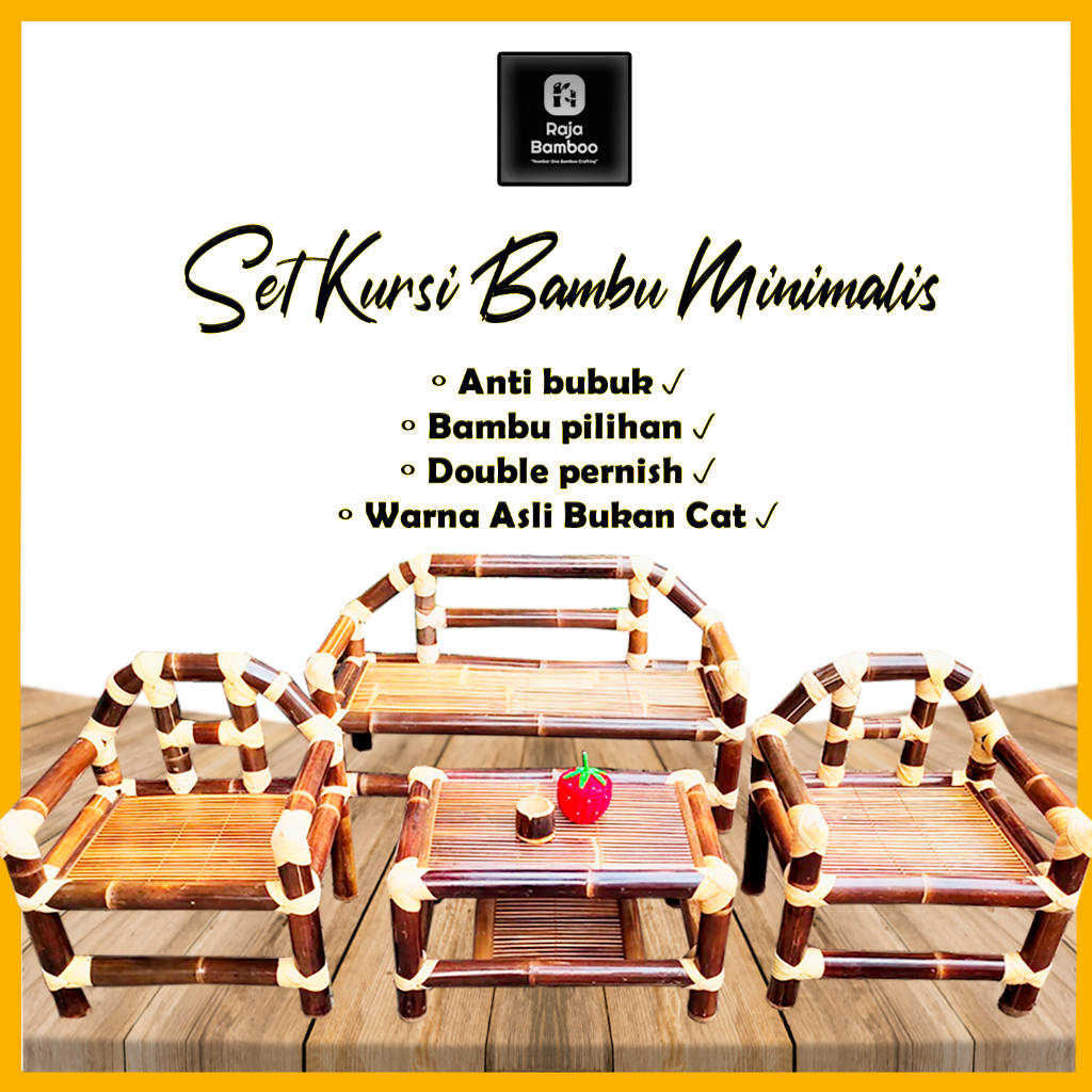 Jual Set Kursi Bambu Hitam Minimalis Ikatan Rotan | Kursi Ruang Tamu ...