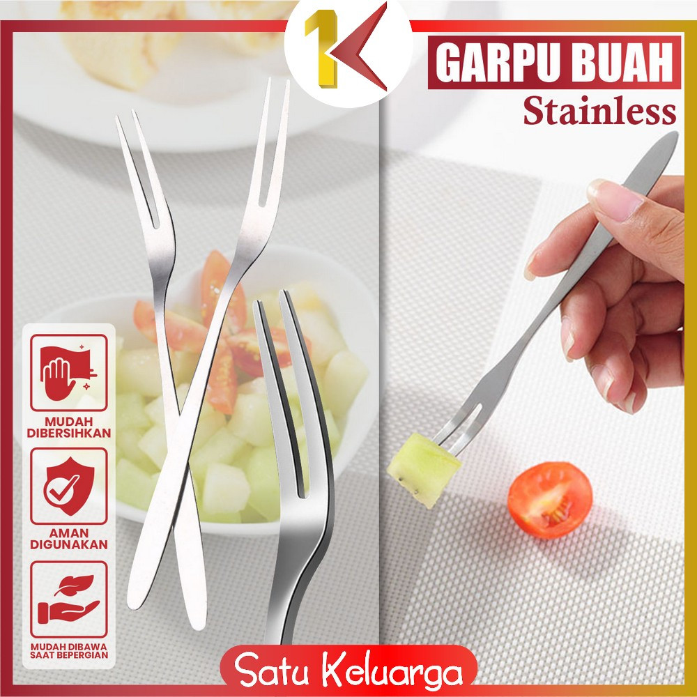Jual SK-C946 Garpu Buah Stainless Tusukan Buah Kue Puding Garpu 2 Gigi ...