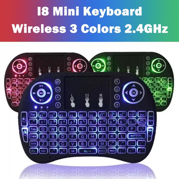 Jual Keyboard Wireless mini i8 RGB Backlit Colorful Touchpad/ Wireless ...