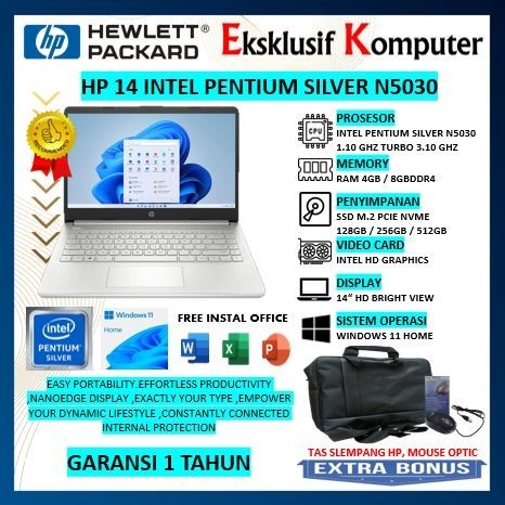 Jual LAPTOP KULIAH HP 14 INTEL PENTIUM SILVER N5030 8GB 512GB SSD ...
