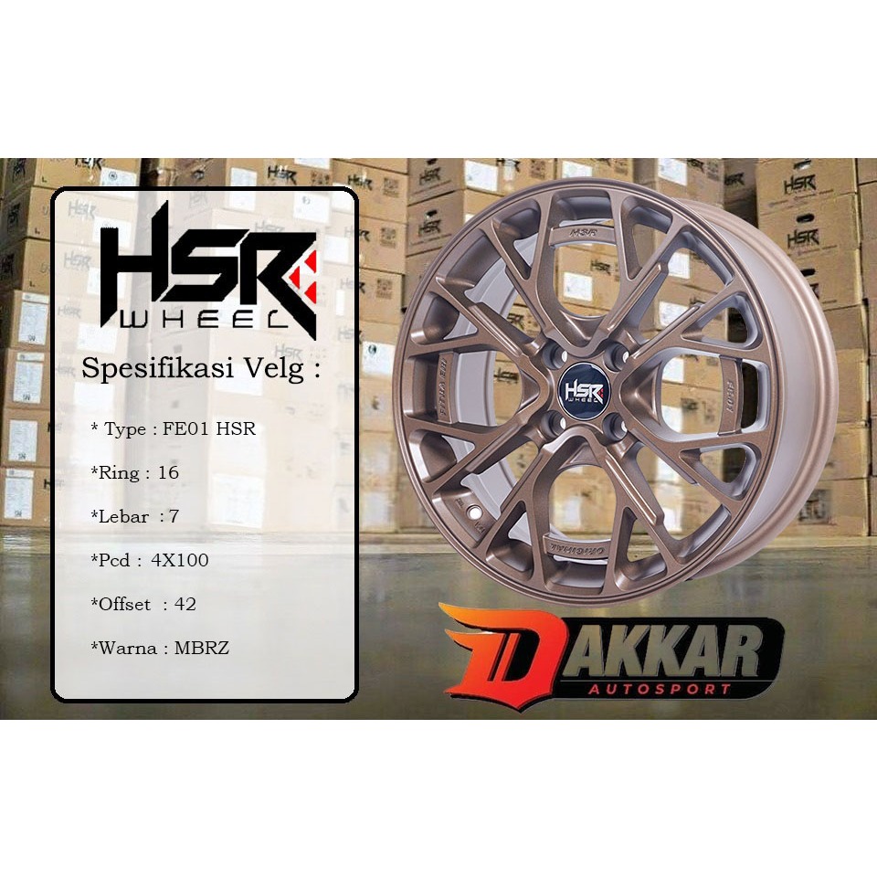 Jual velg mobil ring 16 velg racing hsr r16 baut4 tipe fe01 warna bronze untuk brio agya calya ...