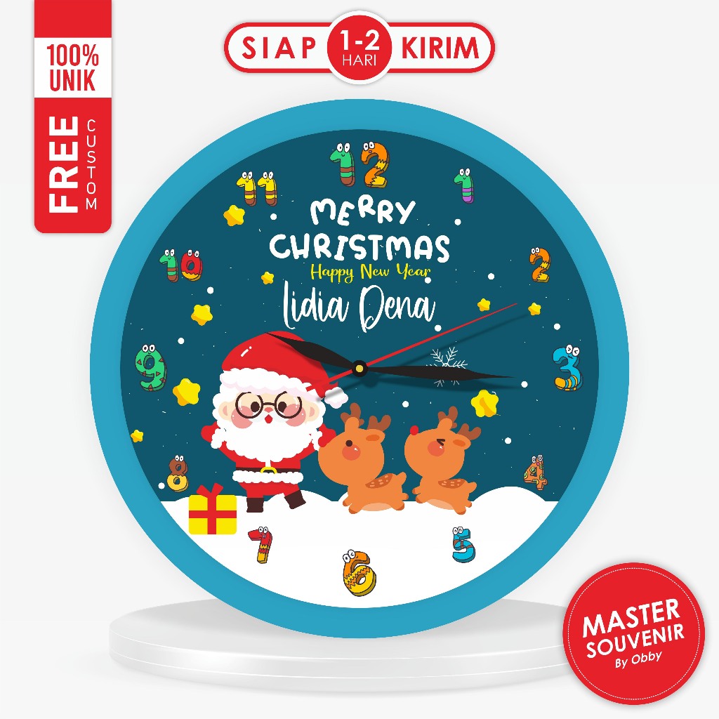 Jual Jam Meja Custom | Souvenir Natal Merry Christmas | Shopee Indonesia
