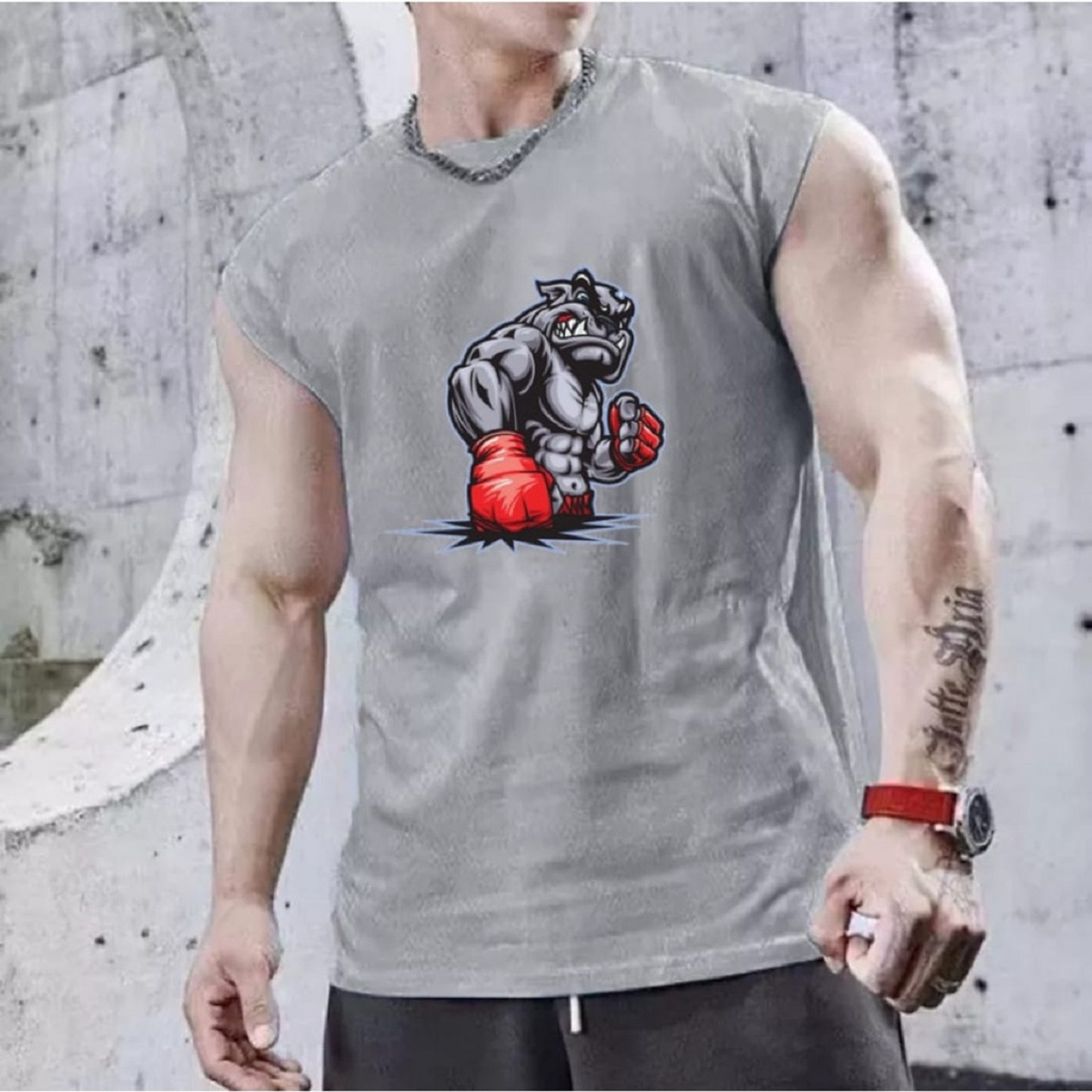 Jual KAOS BULDOG TINJU PRIA / WANITA SINGLET LENGAN BUNTUNG BAJU COWO ...