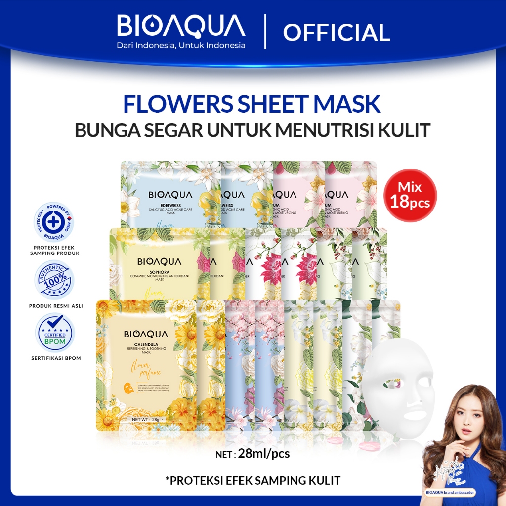 Jual BIOAQUA Sheet Mask Paket Brightening Moisturizing Skin Care Hydrating Essence Face Mask ...