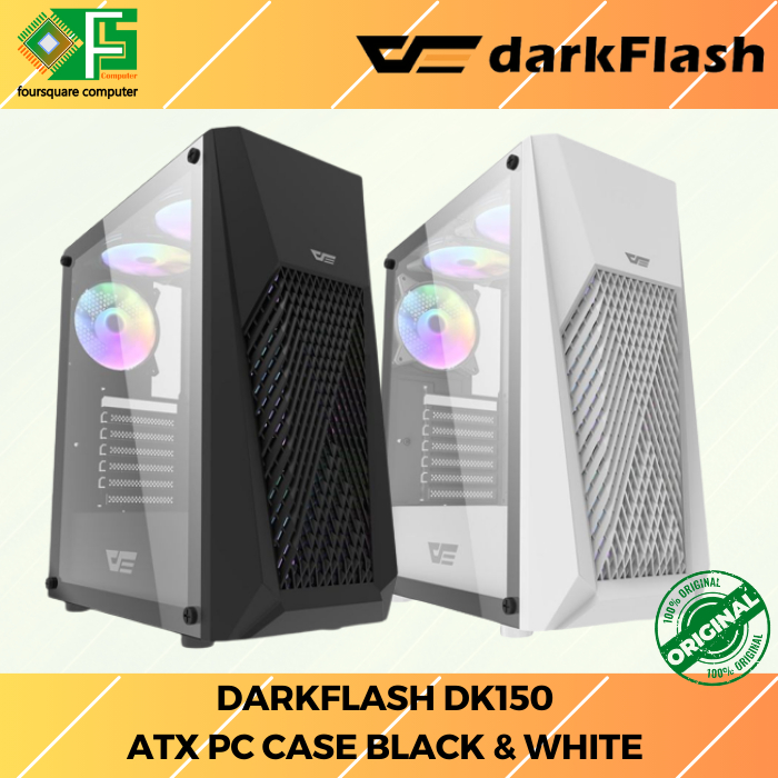 Jual Casing PC ATX Darkflash DK150 Black & White + 3x Rainbow Fan | CPU Case ATX | Shopee Indonesia