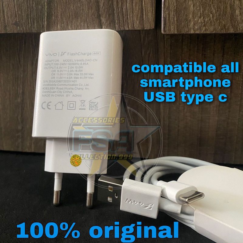Jual Original Charger Casan Vivo 44W Type C Flash Charger V21 V23 V25 ...
