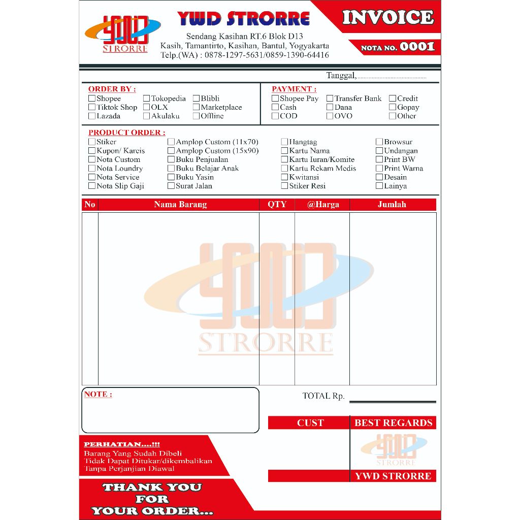 Jual Cetak Nota Custom ukuran 1/2 Folio & 1 Folio | Shopee Indonesia