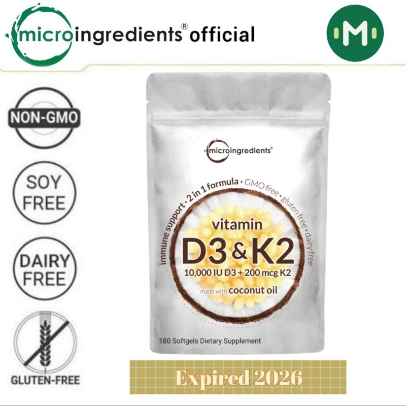 Jual Microingredients Vitamin D3 10,000 Iu + K2 200mcg Asli Isi 180 ...