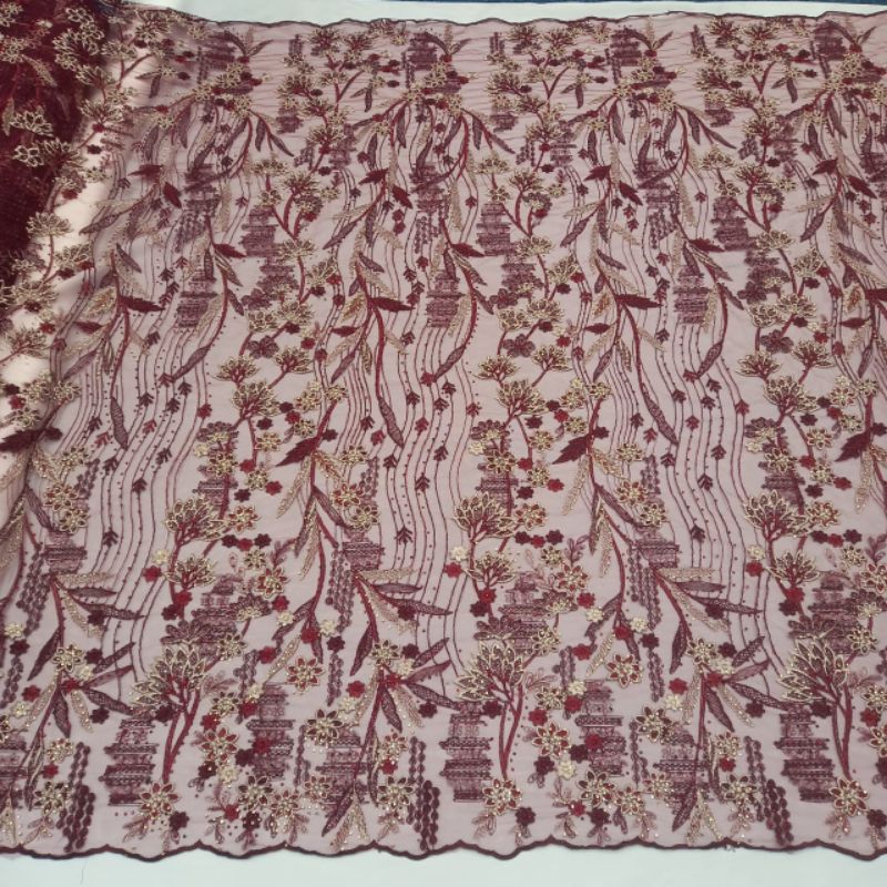 Jual PUSAT TEXTILE - Kain Tille Two-tone Stone full Payet || Bahan ...