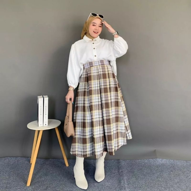 Jual ROK FLANEL LIPAT REMPEL MOTIF KOTAK TERBARU VIRAL TERMURAH ...