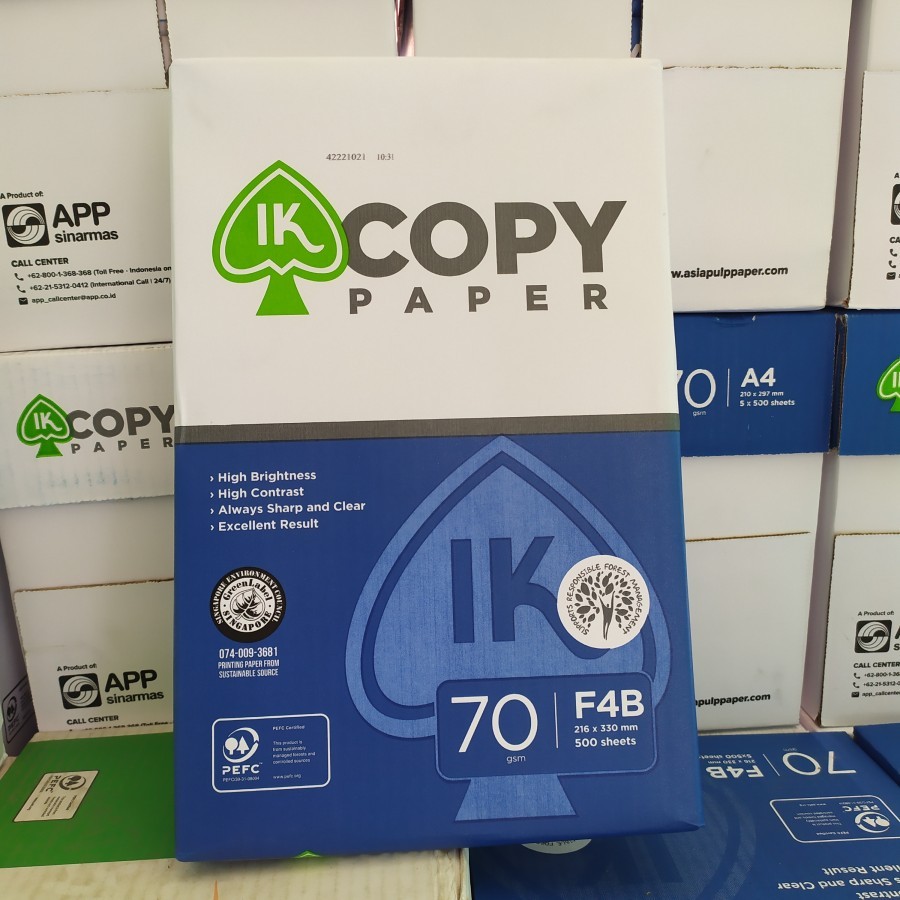 Jual Kertas HVS Folio F4 70 Gsm IKCopy Paper 1 Rim (500 Lembar ...