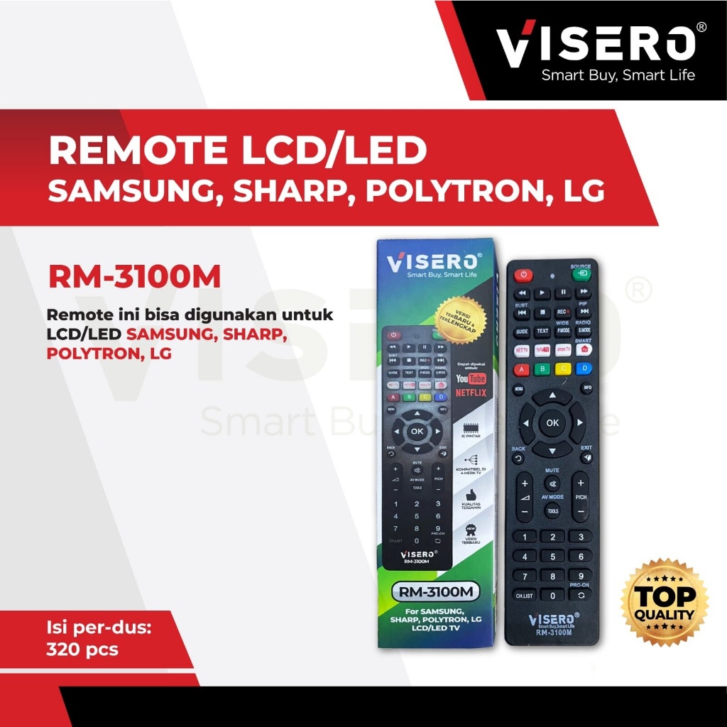 Jual Remote TV Tabung LCD LED Universal Multi Visero RM-3100M Tanpa ...