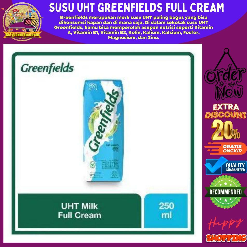 Jual Susu Greenfields UHT Full Cream 250 ml | Shopee Indonesia