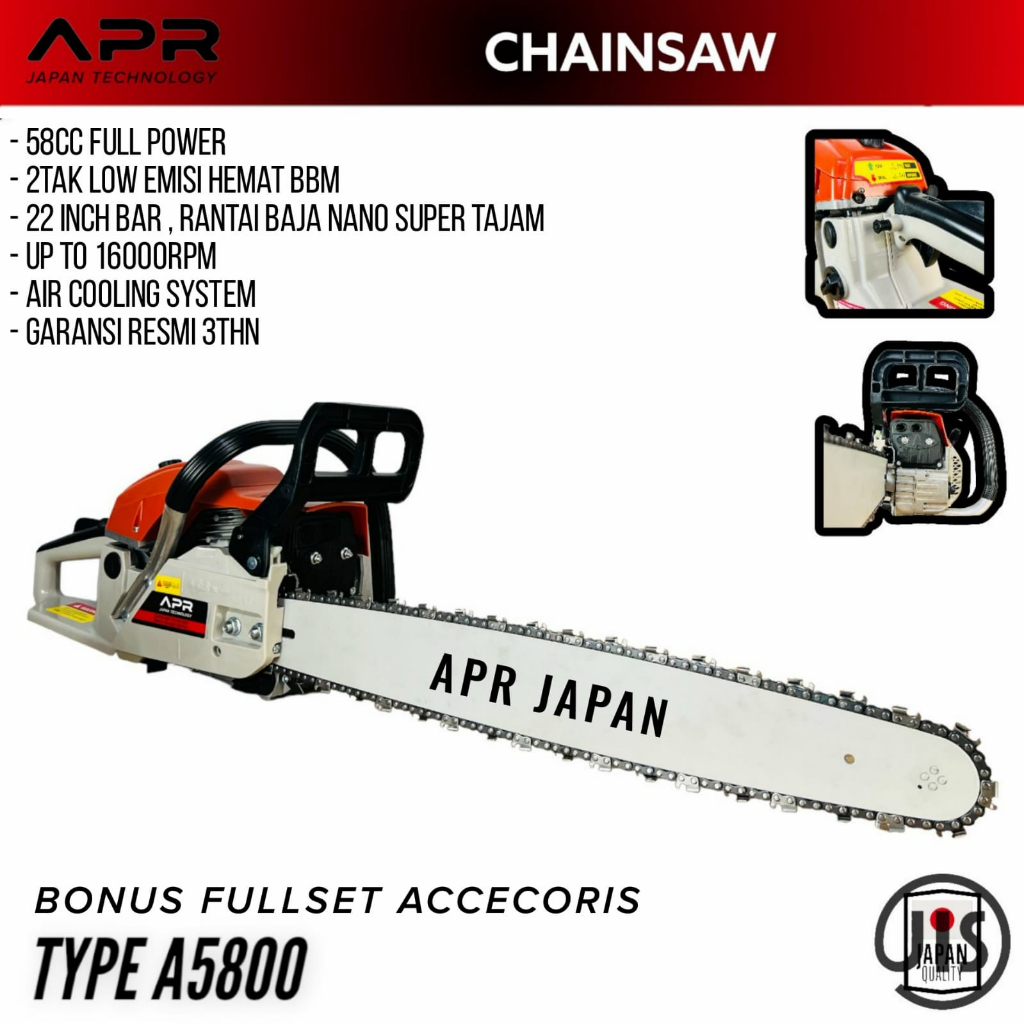 Jual APR JAPAN MESIN GERGAJI POTONG KAYU POHON CHAINSAW SENSO 22 INCH ...