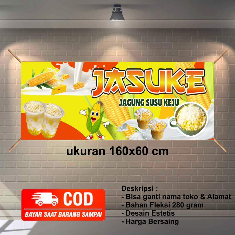 Jual spanduk banner backdrop jasuke jagung susu keju murah bisa COD ...