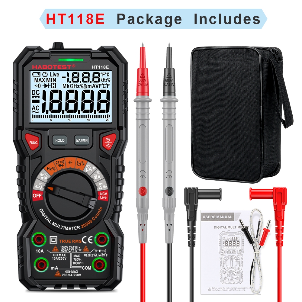 Jual HABOTEST HT118 Multimeter Presisi Tinggi 1000V AC/DC Multimeter ...